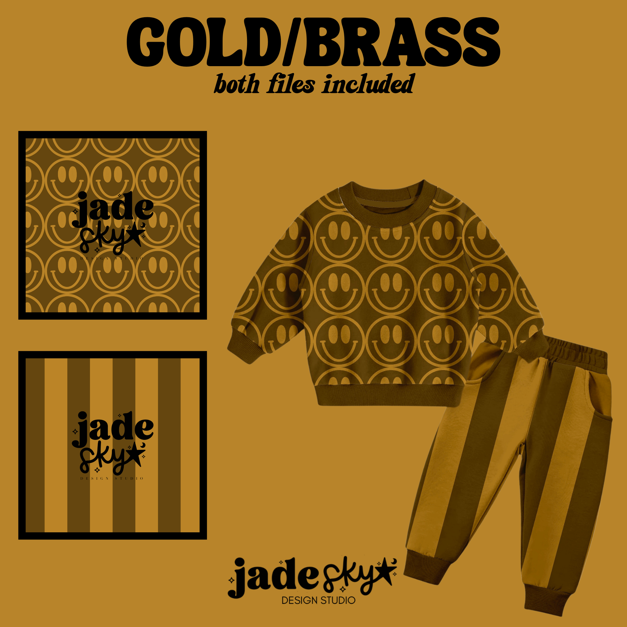 Gold/Brass stripes + smiley duo – Jade Sky Design Studio